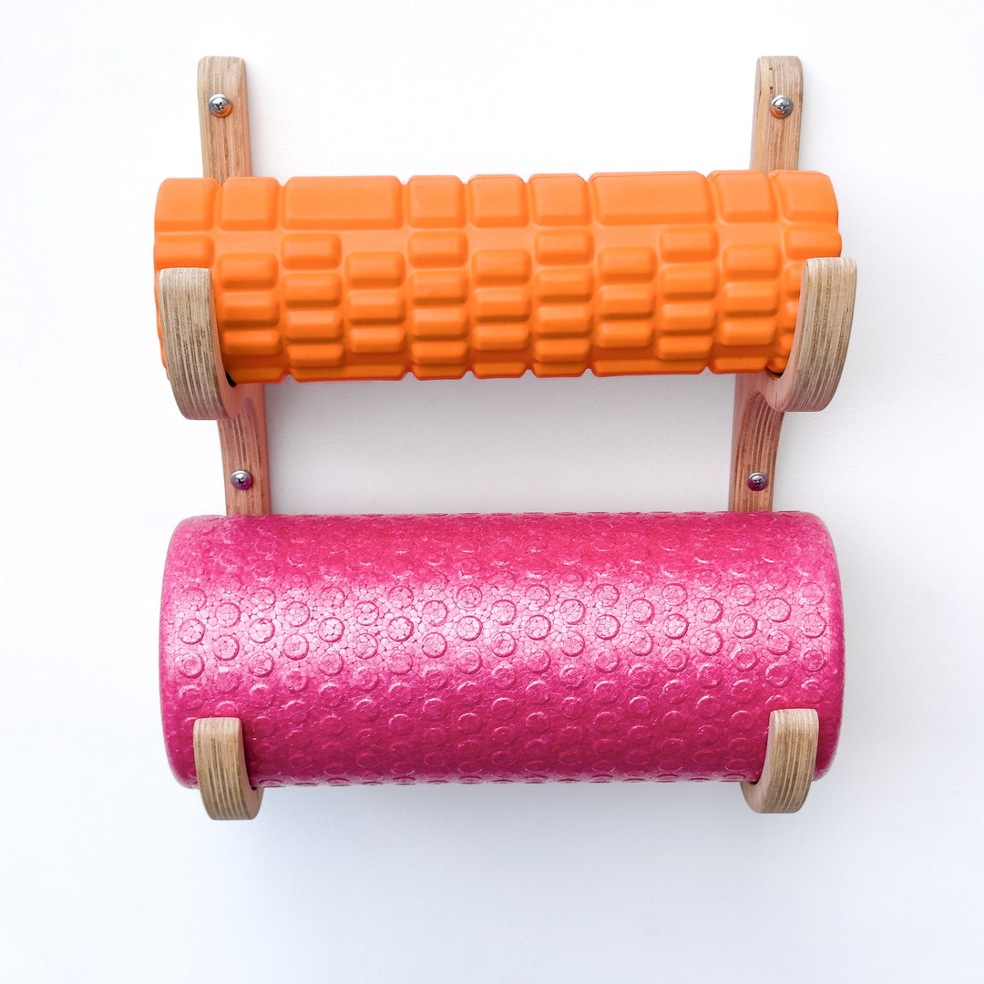 Foam Roller Rack, Wooden Yoga Mat Hooks, Wall Mount Wooden, Yoga Mat ...