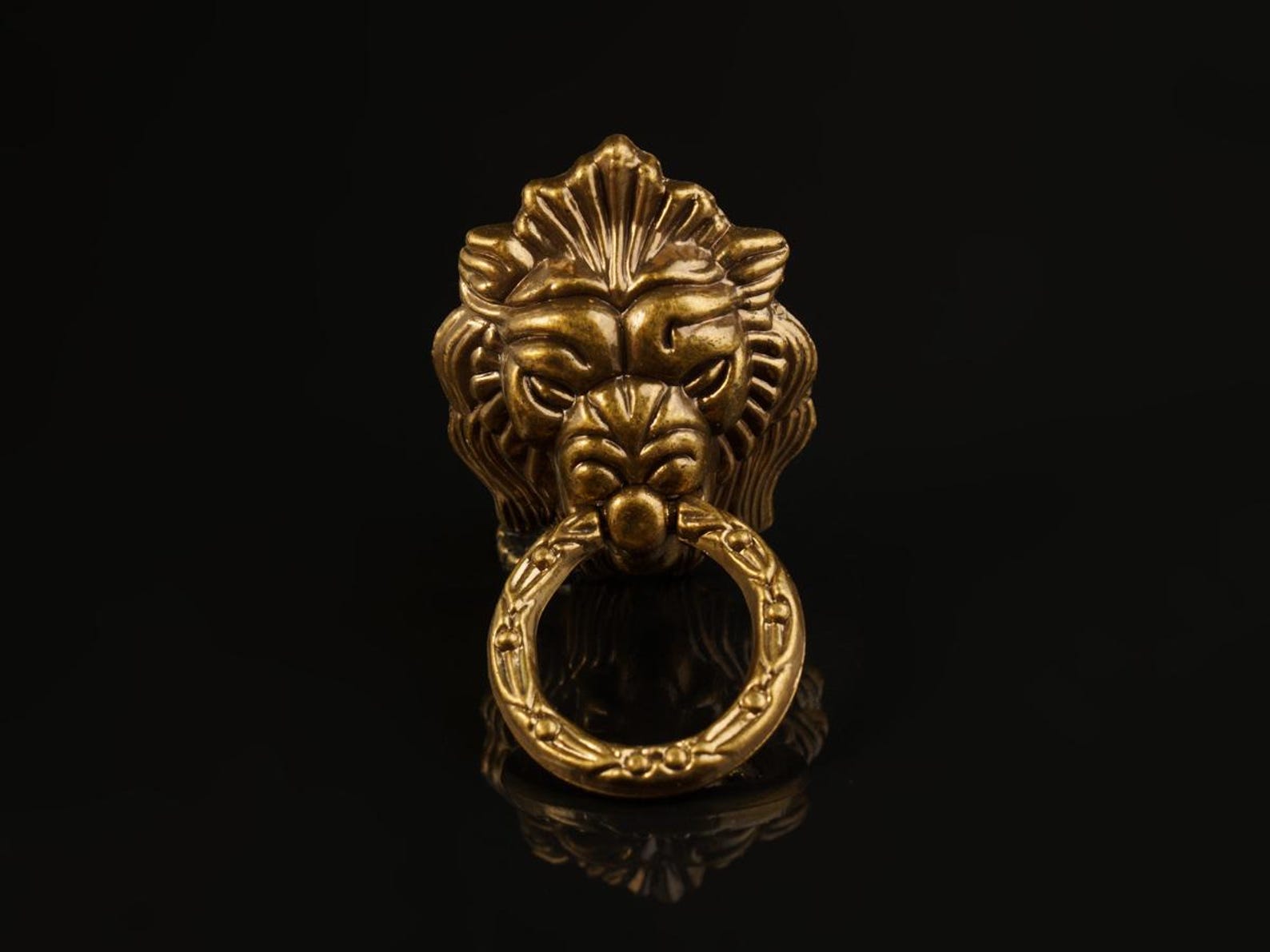 Vintage Lion Head Drawer Pull Set, Aged Knob With Unique Retro Design ...