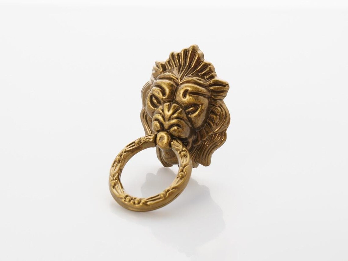 Vintage Lion Head Drawer Pull Set, Aged Knob With Unique Retro Design ...