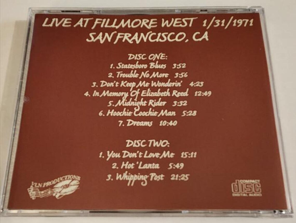 Allman Brothers: Fillmore West 1971 - Fillmore West, San Francisco, CA ...
