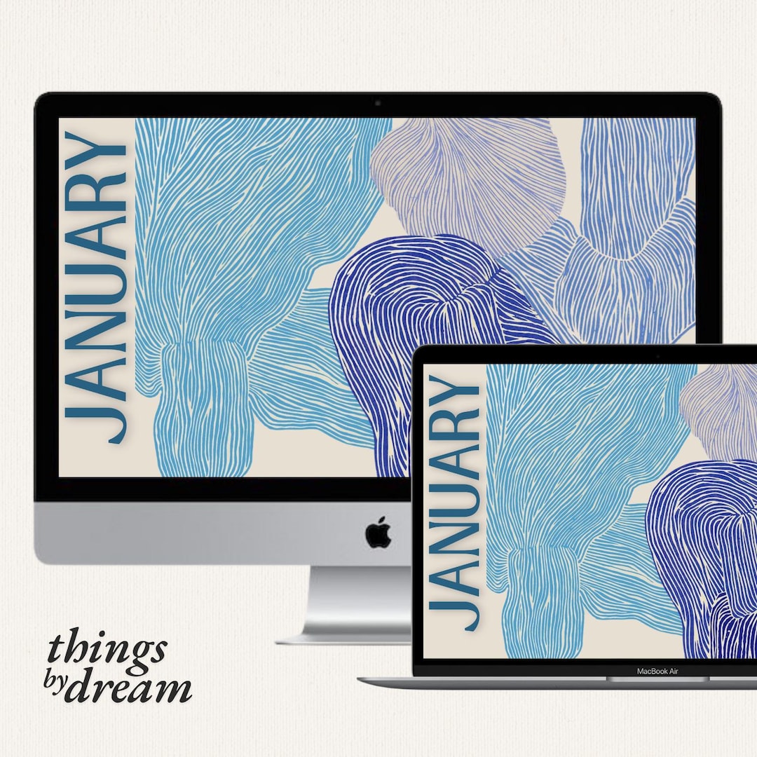 Blue Abstract - January Desktop Wallpaper - Etsy