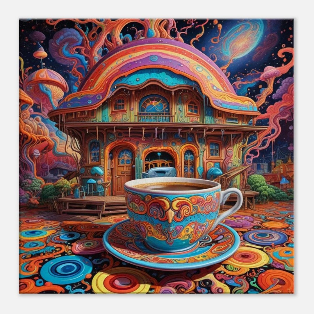 Psychedelic Coffee Shop AI Generated Art on Canvas Coffee Shop Decor ...