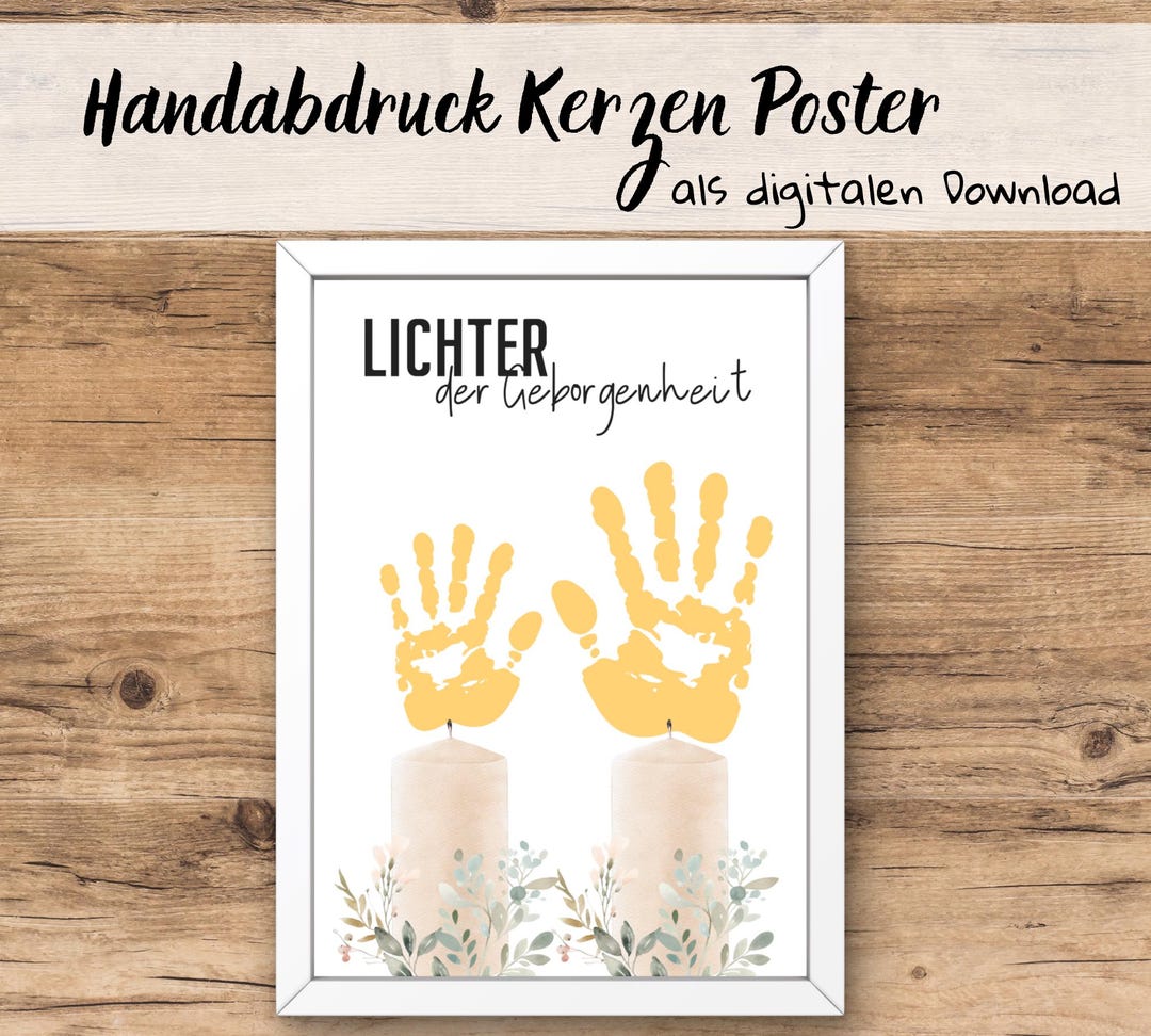 Handprint Candles Poster Lights of Security Gift From Children DIY ...