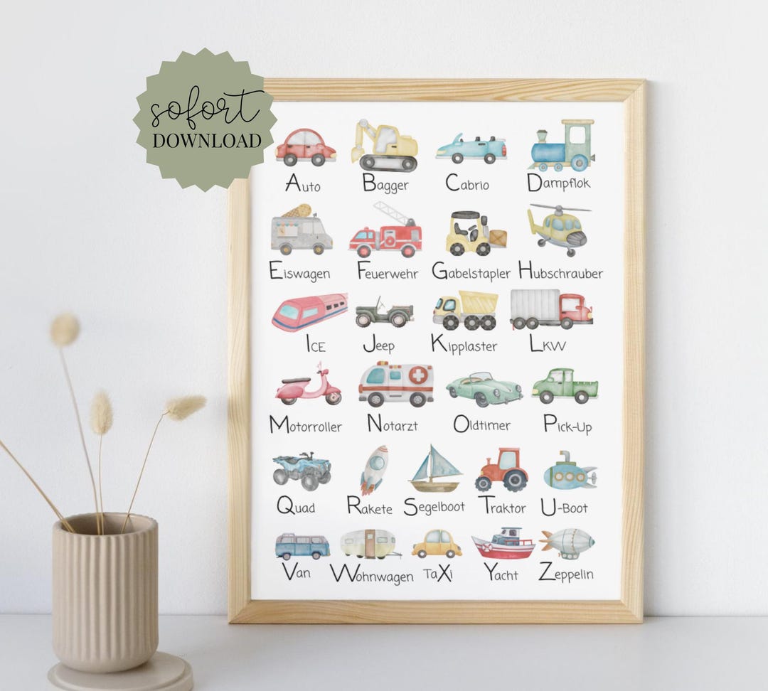 Vehicle ABC Poster | Children's Wall Decor | Elementary School Poster ...