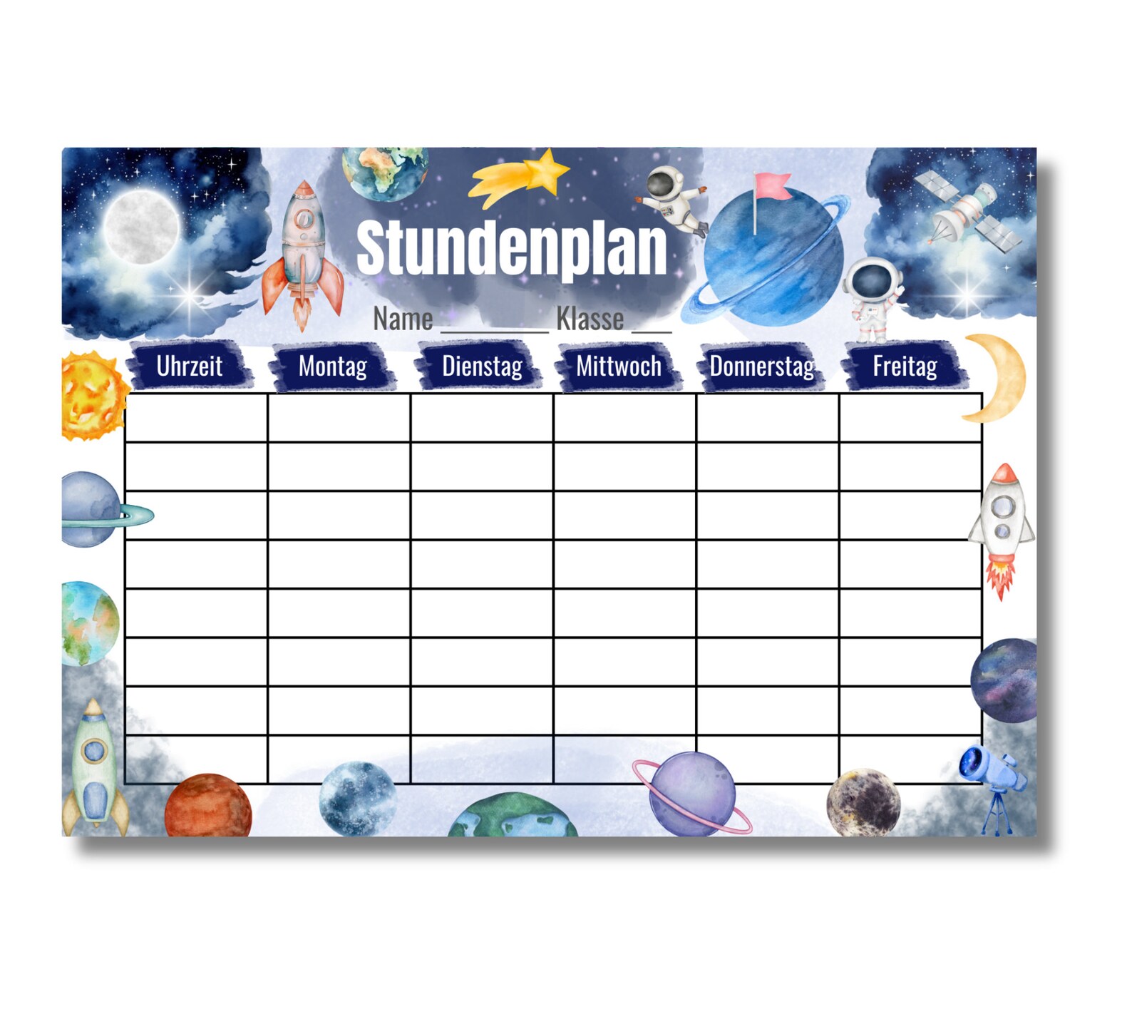 Timetable | Space Design | up to 8 Hours per School Day | Digital ...