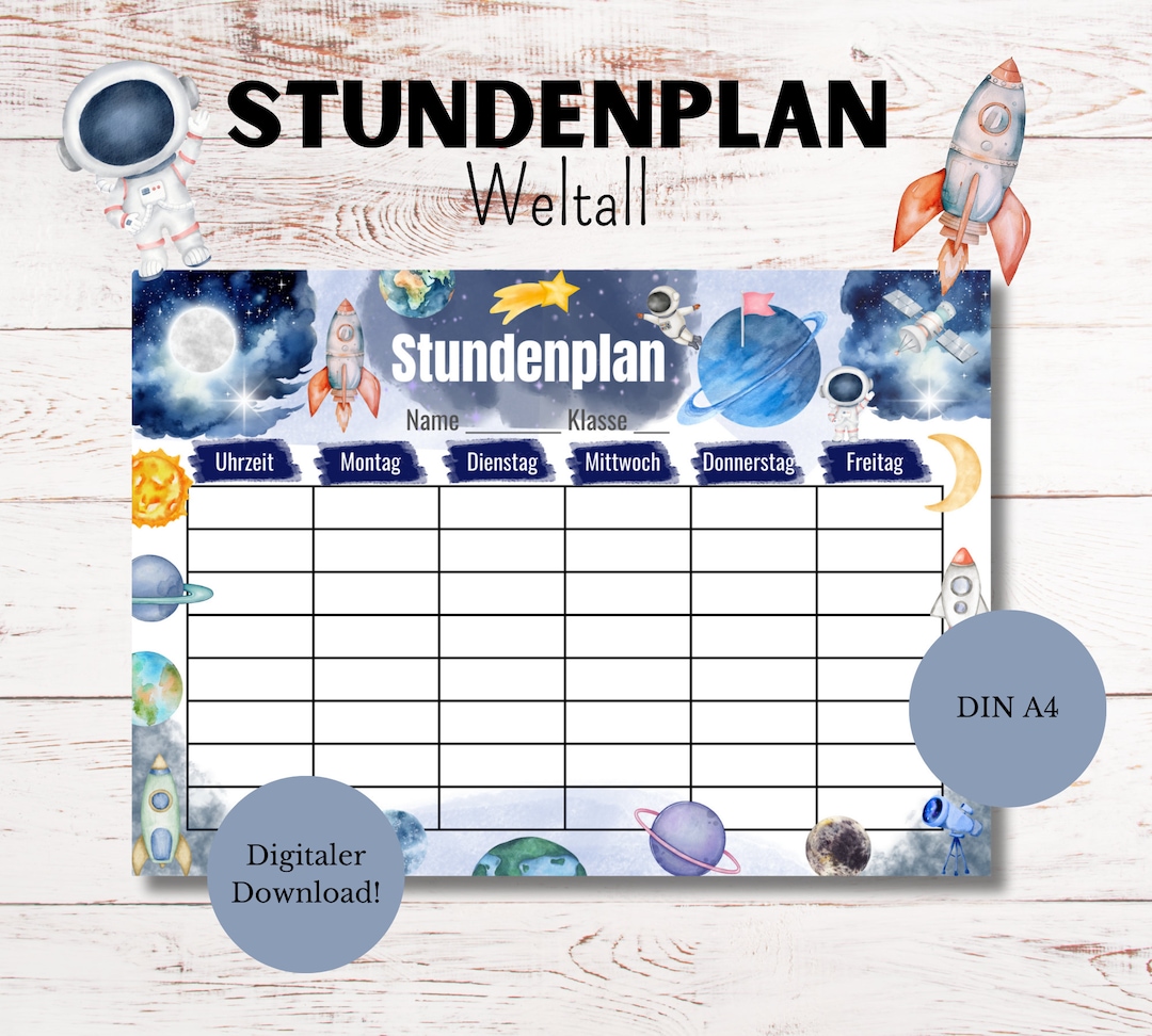 Timetable Space Design up to 8 Hours per School Day Digital Download ...