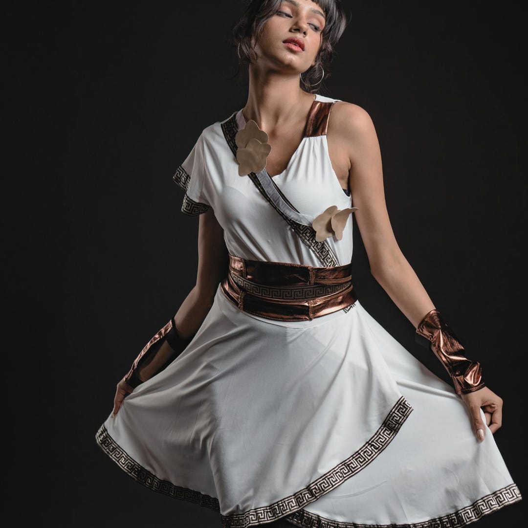 Greek Goddess Women's Costume | Medieval Roman Toga Dress | White Tunic ...