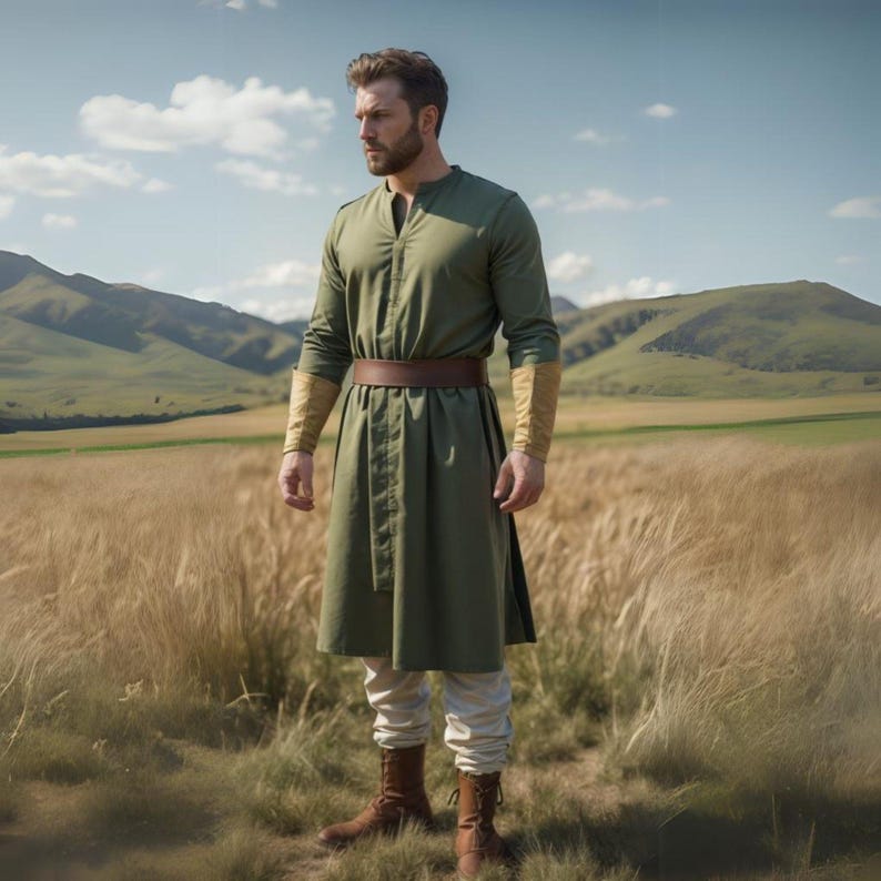 Green Medieval Warrior Tunic With Belt | Rustic Renaissance Outfit ...