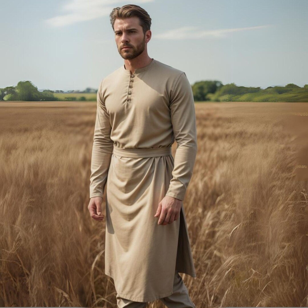 Beige Medieval Tunic With Belt | Religious Robe Style Renaissance Men ...
