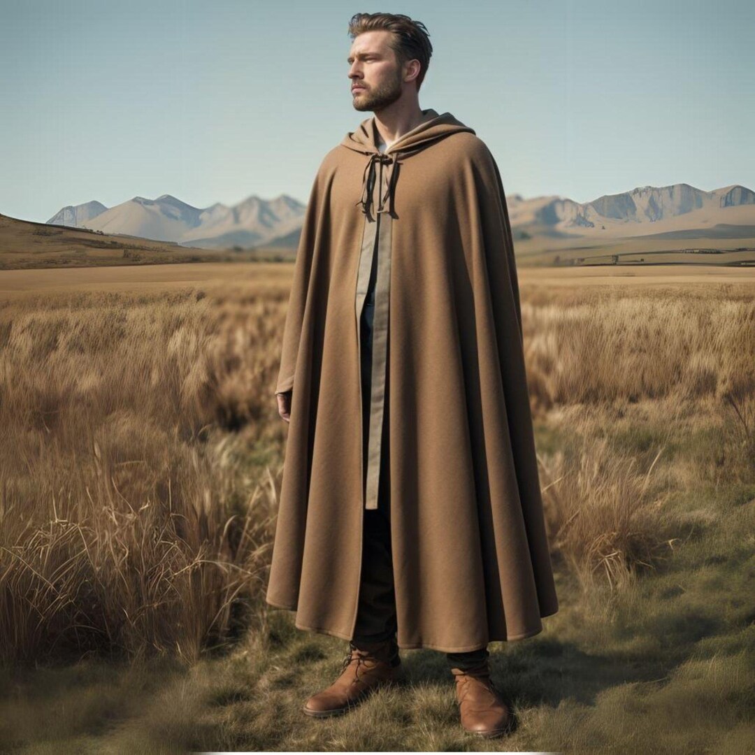 Renaissance Brown Hooded Medieval Superhero Cape | Rustic Loose Fit ...