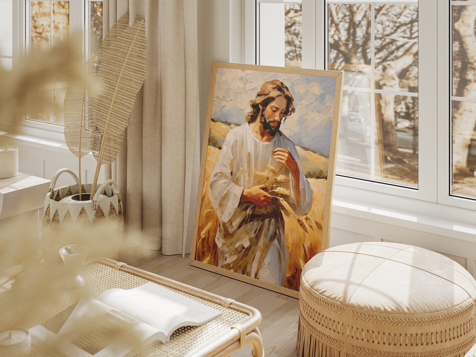 Jesus in the Field With His Wheat Poster Painting Print Bible Verse ...