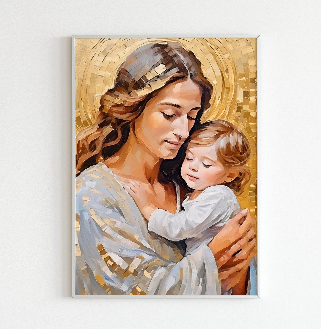 Virgin Mary Nativity Scene Poster Painting Print Bible Verse Wall Art ...