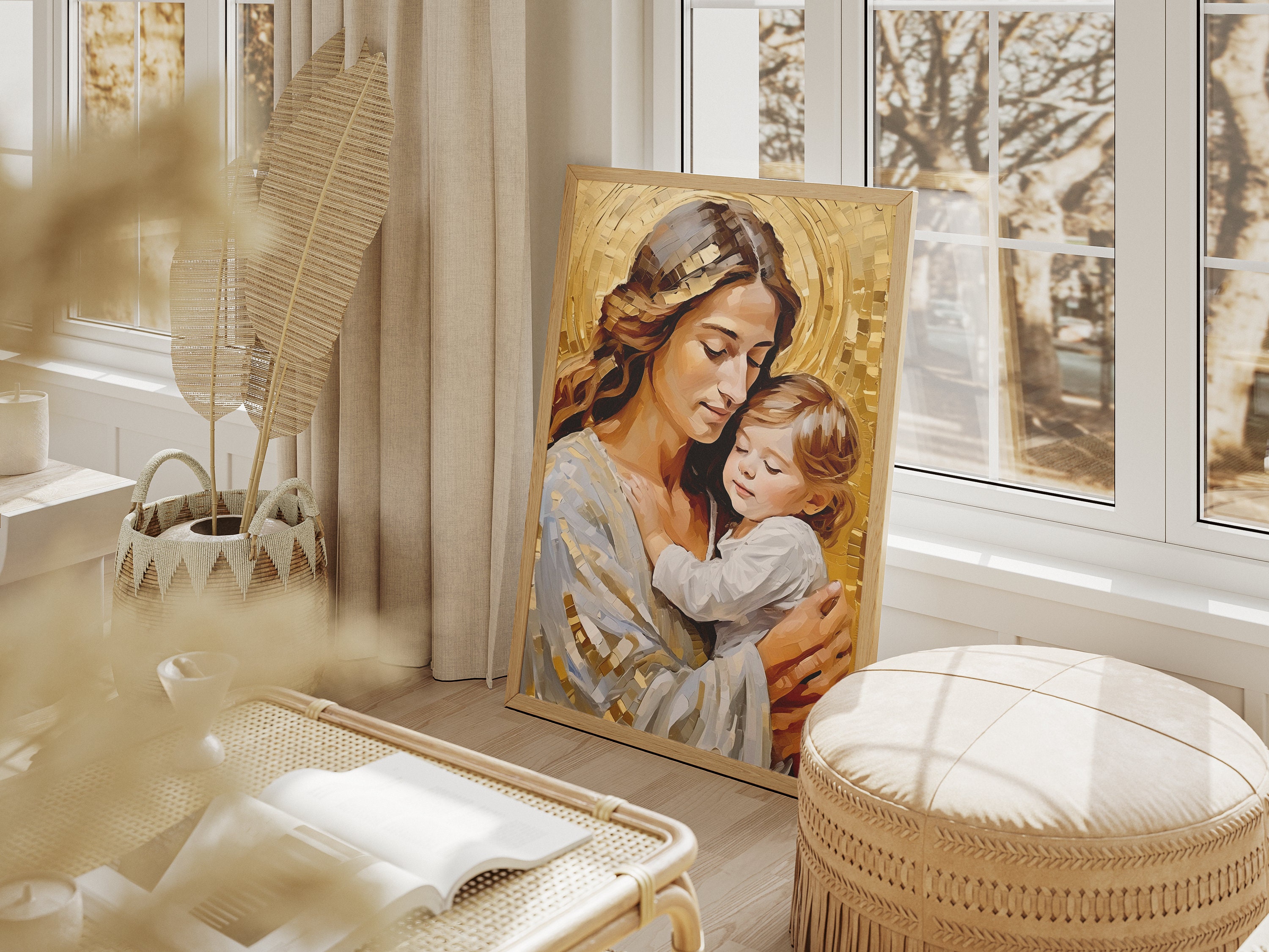 Virgin Mary Nativity Scene Poster Painting Print Bible Verse Wall Art ...