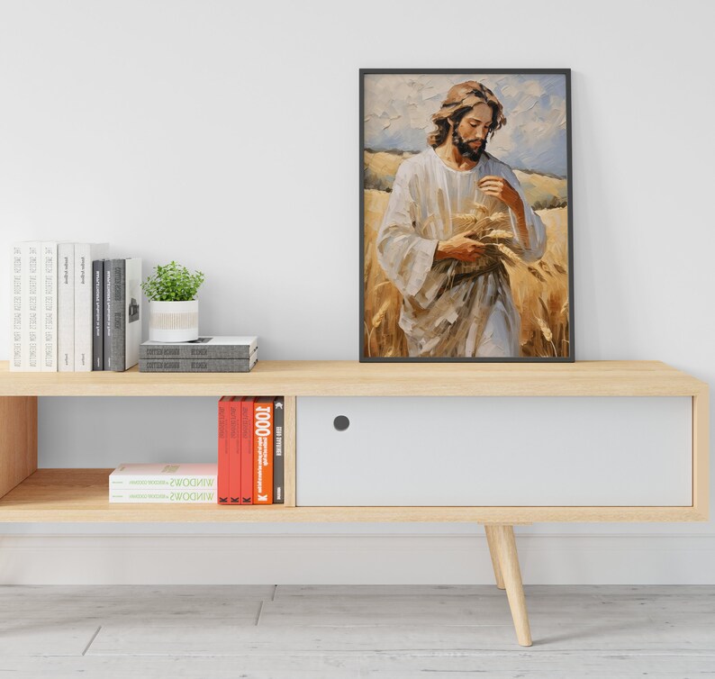 Jesus in the Field With His Wheat Poster Painting Print Bible Verse ...