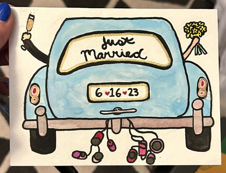 Custom Handmade Wedding Car Card - Etsy