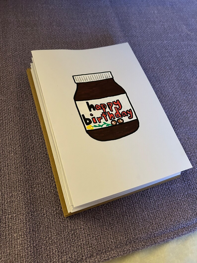 Handmade Nutella Chocolate Hazelnut Spread Birthday Card - Etsy
