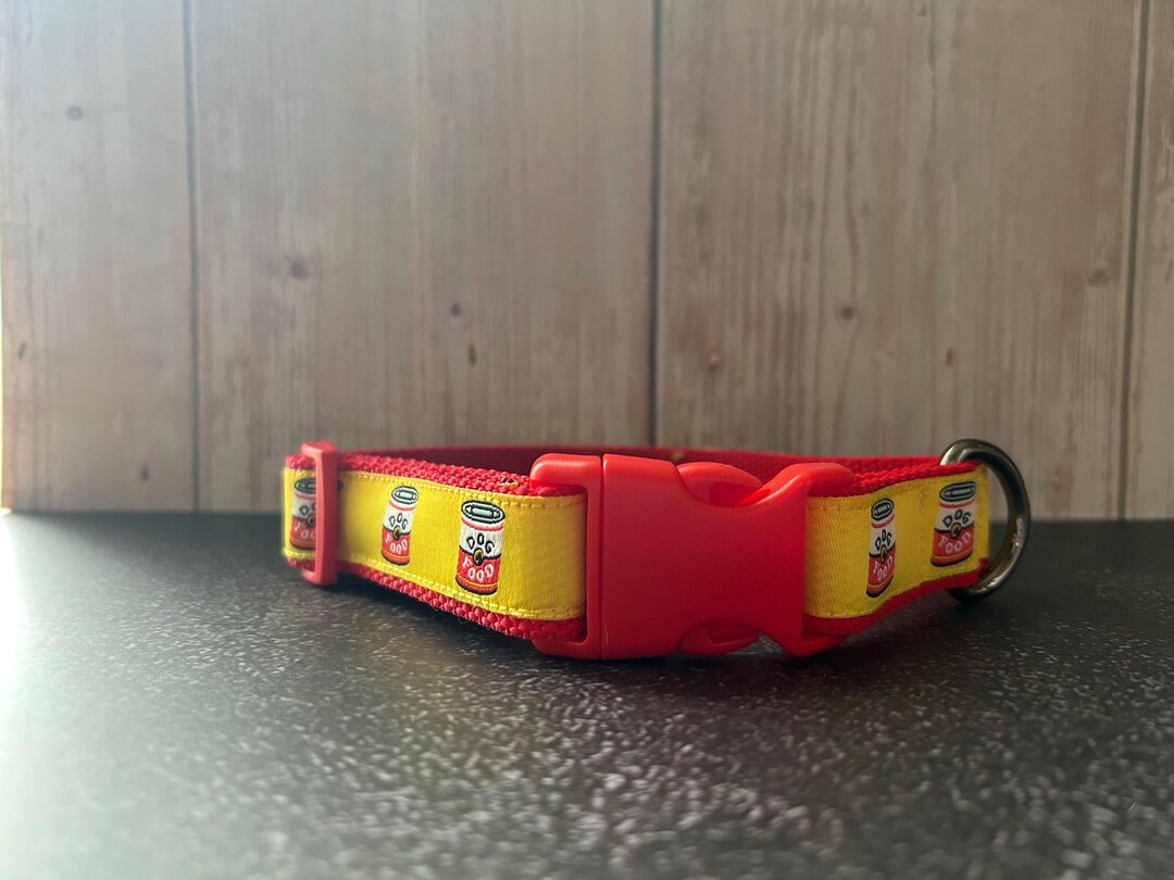 Medium-sized , 1 Inch, Red & Yellow Dog Food Motif Collar, Adjustable ...