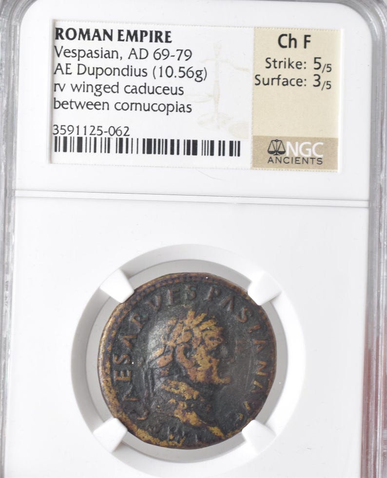 Roman Empire Vespasian, AD 69-79 Slab Coin - Etsy