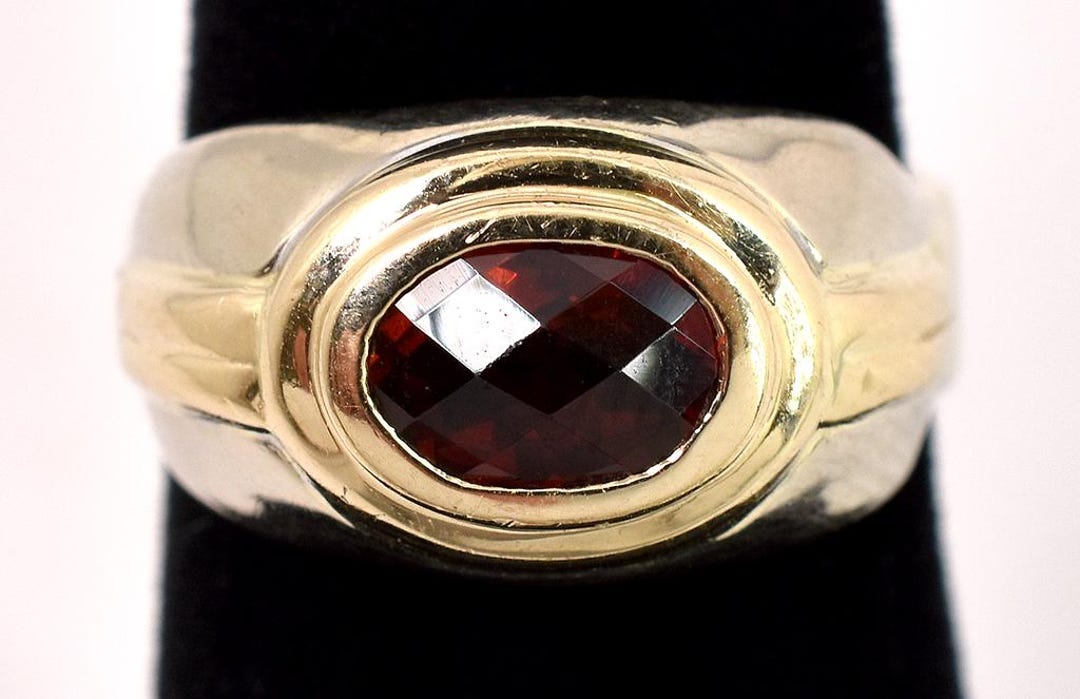 Honorable Red Garnet Dome Ring in Yellow Gold - Etsy