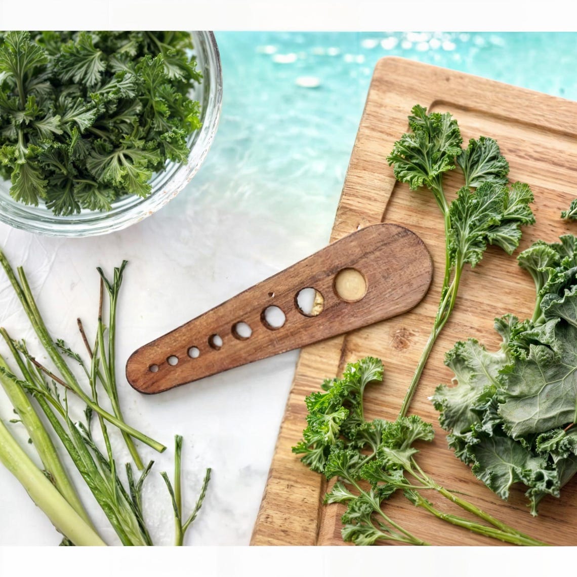 Set of Herb Stripping Tools Handmade Olive Wood Eco-friendly Kitchen ...