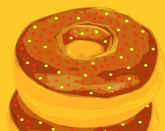 Chocolate Bacon Doughnut Art Print by Giraffes and Robots | Etsy