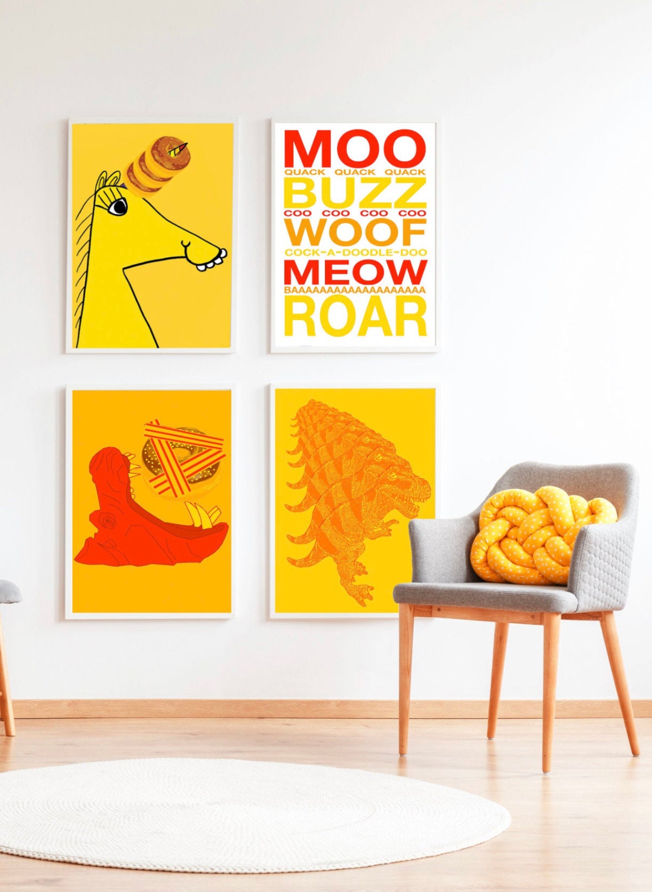 Red Hippo With Fried Chicken POP Art Print by Giraffes and Robots - Etsy