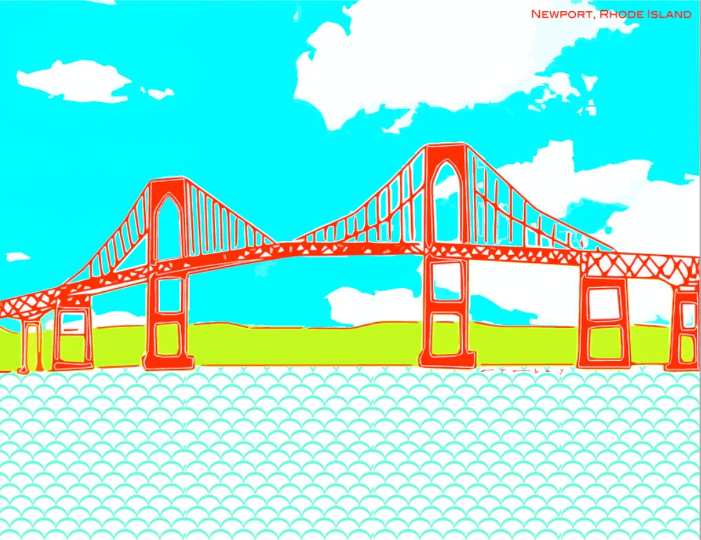 Newport Bridge Art Print by Giraffes and Robots - Etsy