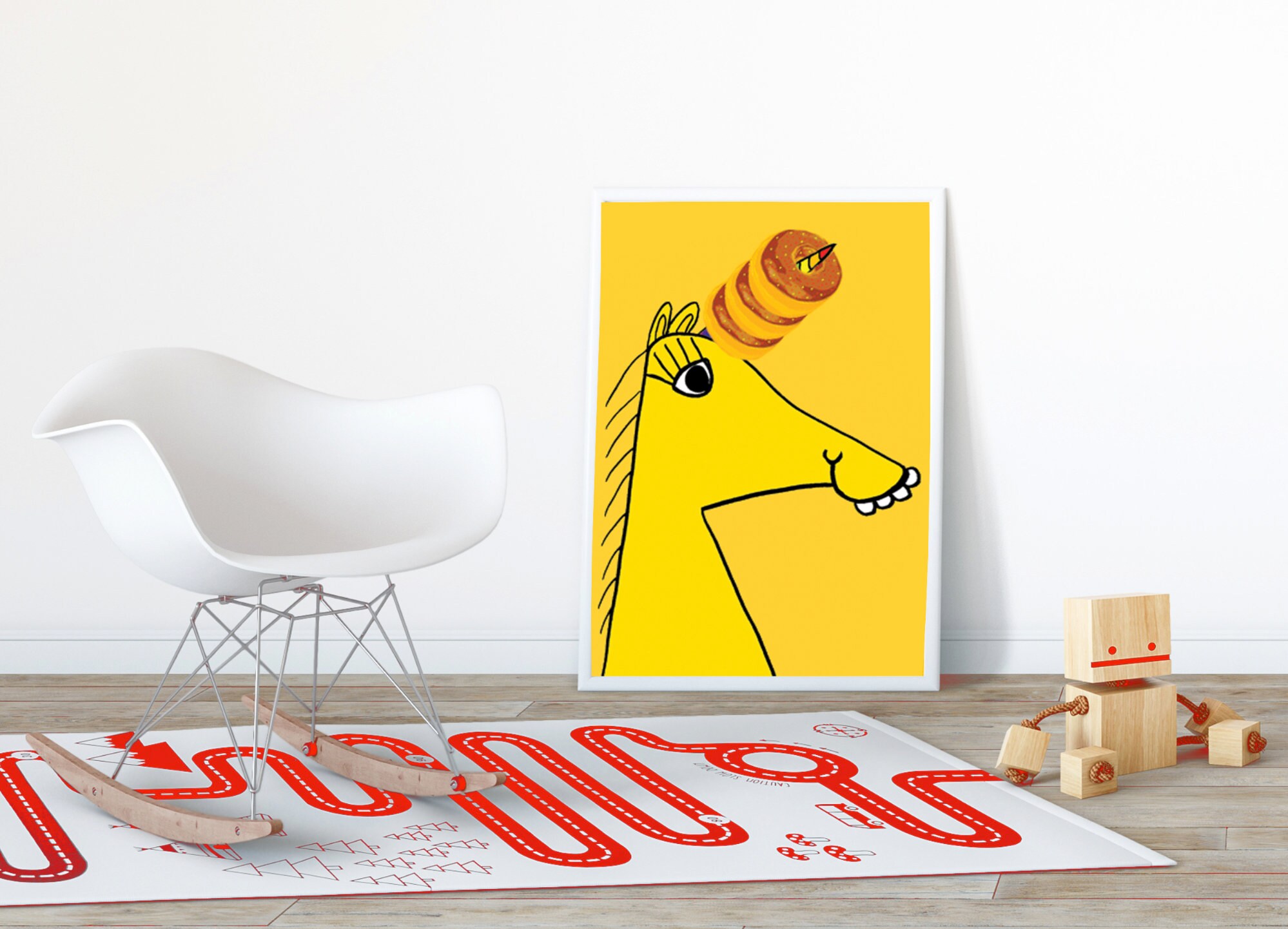 Red Hippo With Fried Chicken POP Art Print by Giraffes and | Etsy