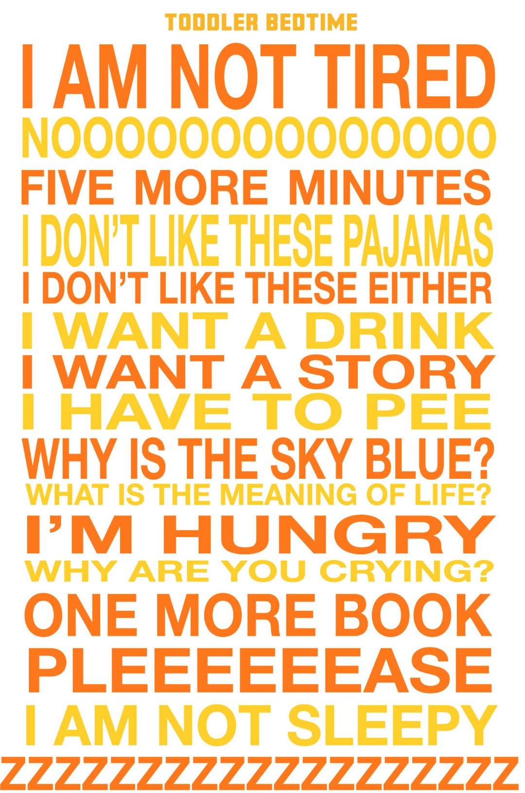 Toddler Bedtime Words POP Art Print by Giraffes and Robots - Etsy