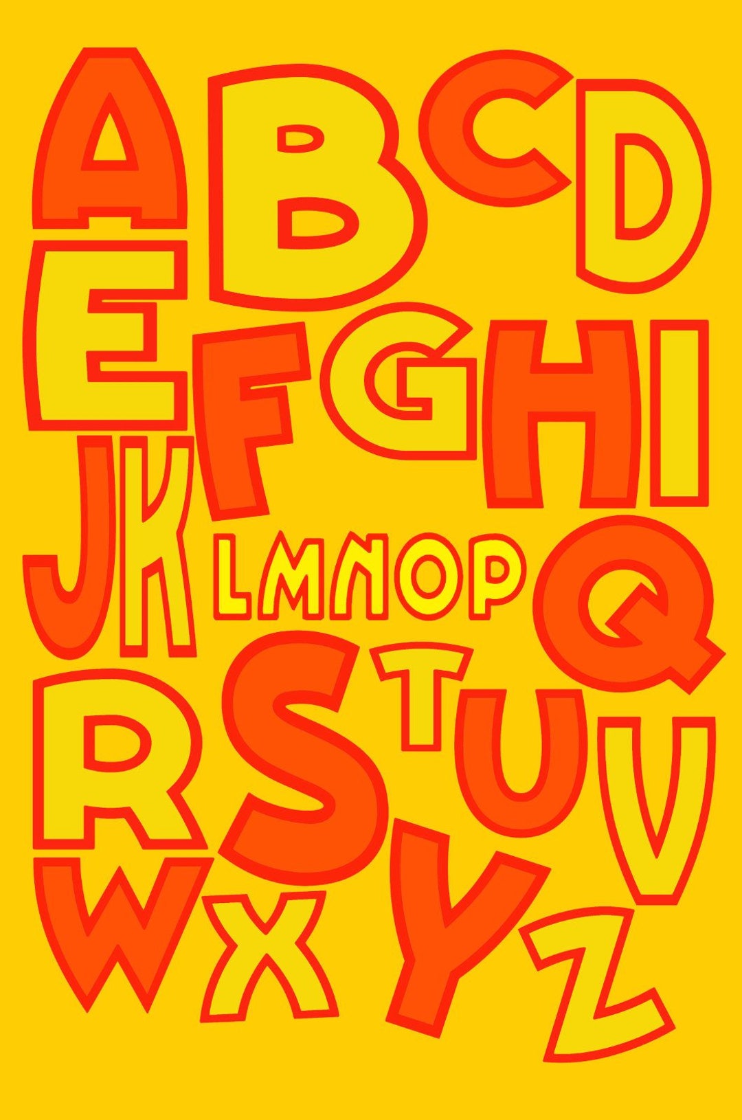 ABC LMNOP Orange POP Art Print by Giraffes and Robots - Etsy