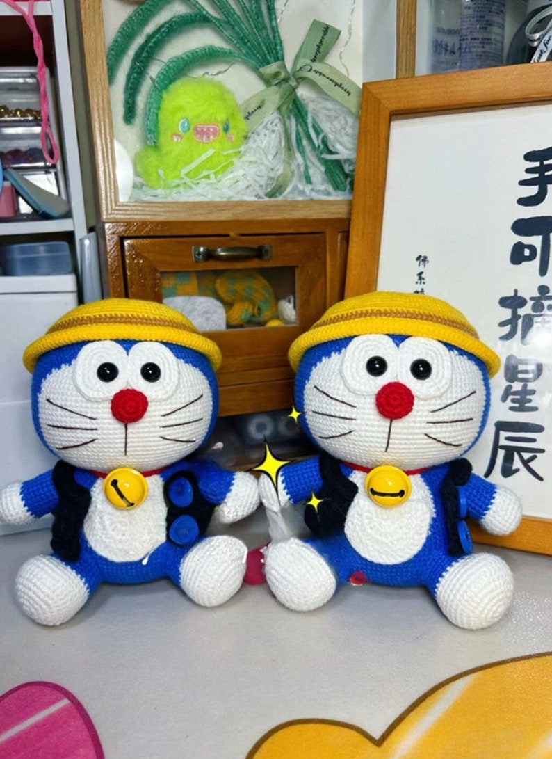 Amigurumi Doraemon Crochet Anime Plush Toy, Crochet Doraemon Robot Cat ...