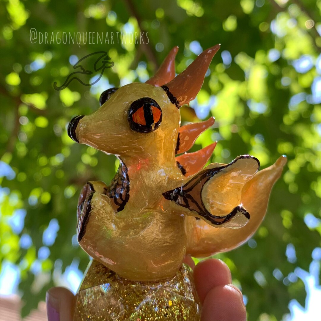 Handmade Miniature Dragon Figurine ( Gold ) | Hand Painted Collectors ...
