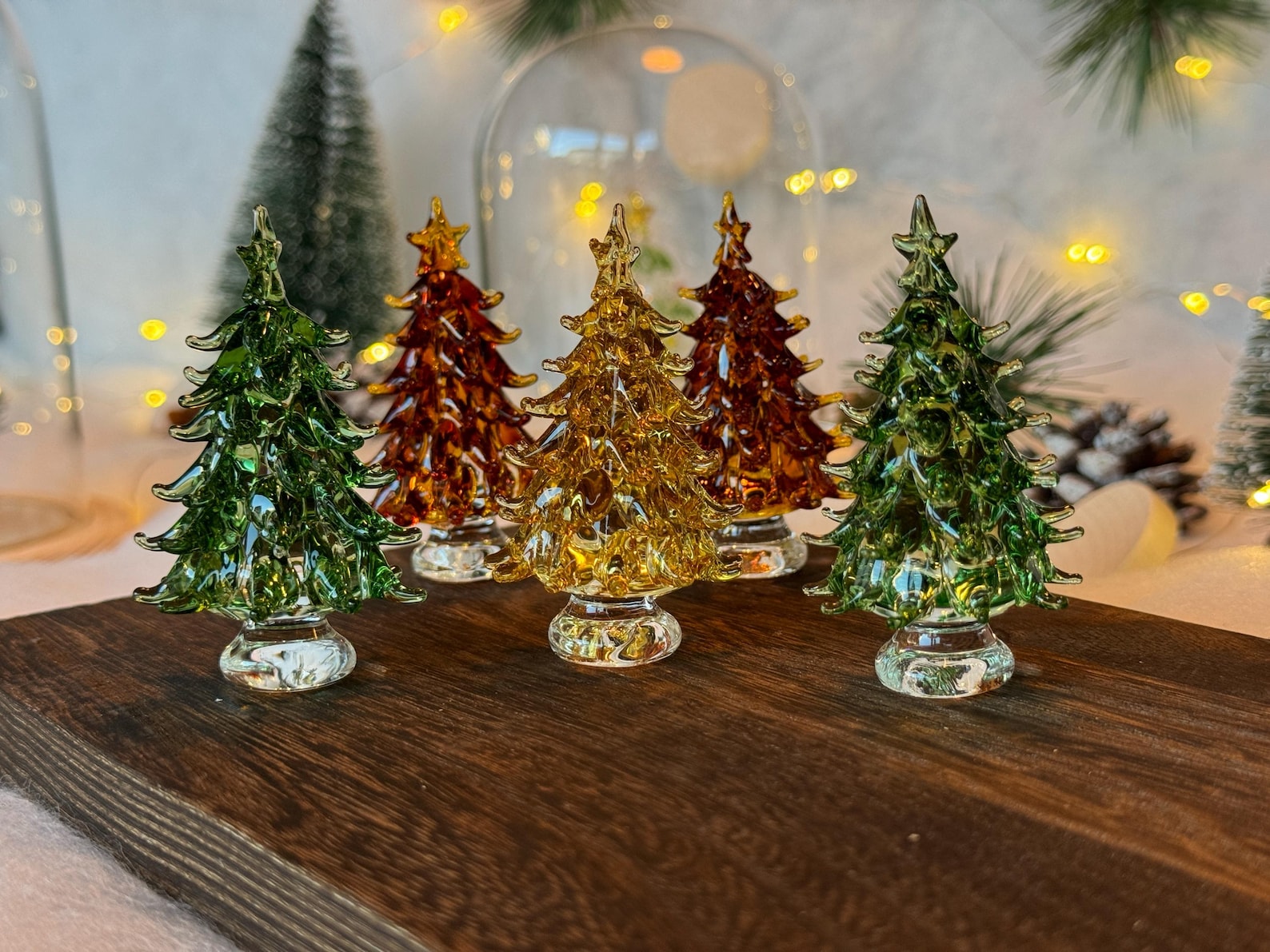 Crystal Glass Christmas Tree Festive Holiday Decor & Table Ornament ...