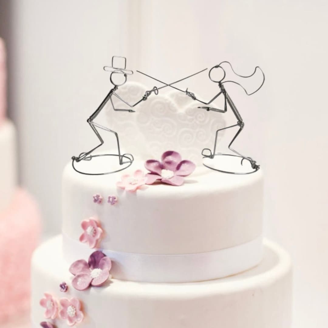 Fencing Wedding Cake Topper Wire Ornament Decoration - Etsy