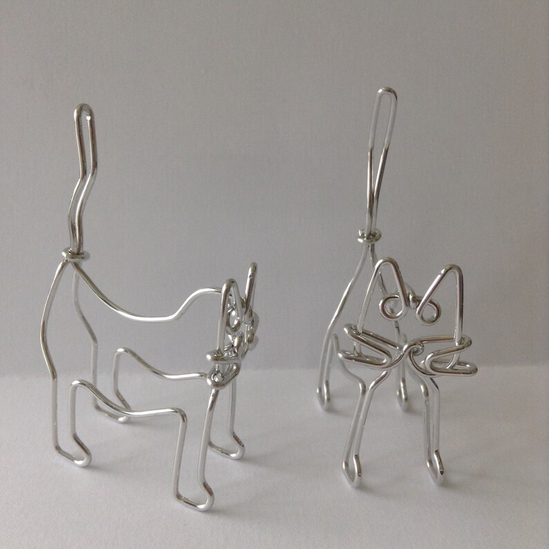 Cat Ornament Sitting or Standing Miniature Wire Sculpture | Etsy
