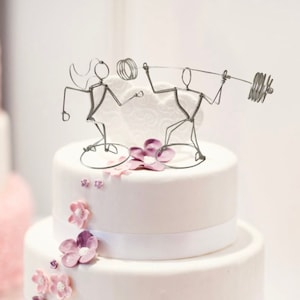 Weightlifter Groom Runner Bride Wedding Cake Topper - Etsy