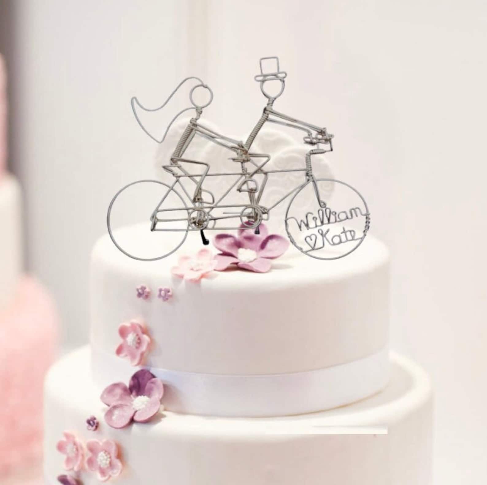 Personalized Tandem Bike Riders Wedding Cake Topper // Bicycle - Etsy