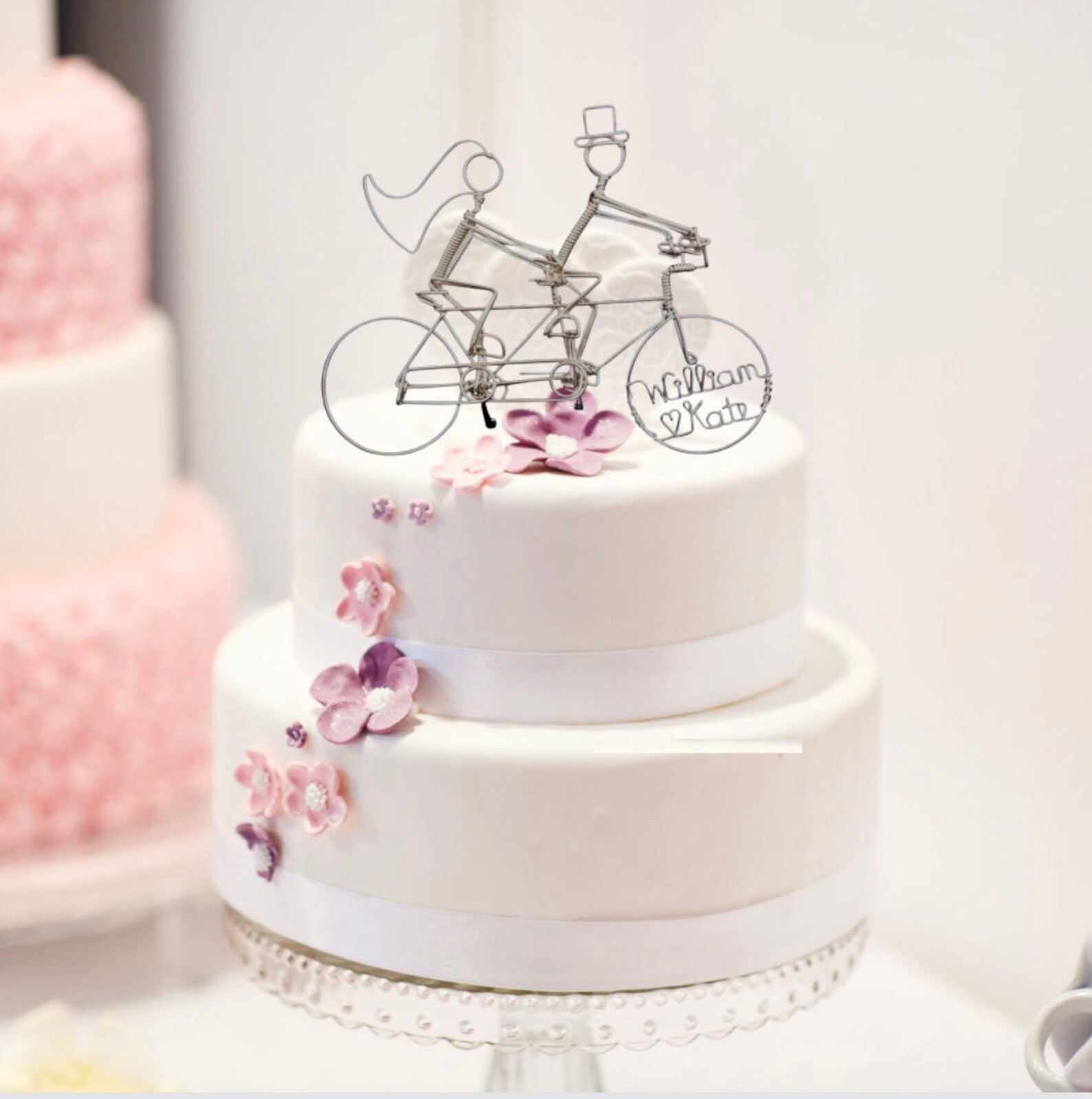 Personalized Tandem Bike Riders Wedding Cake Topper // Bicycle - Etsy