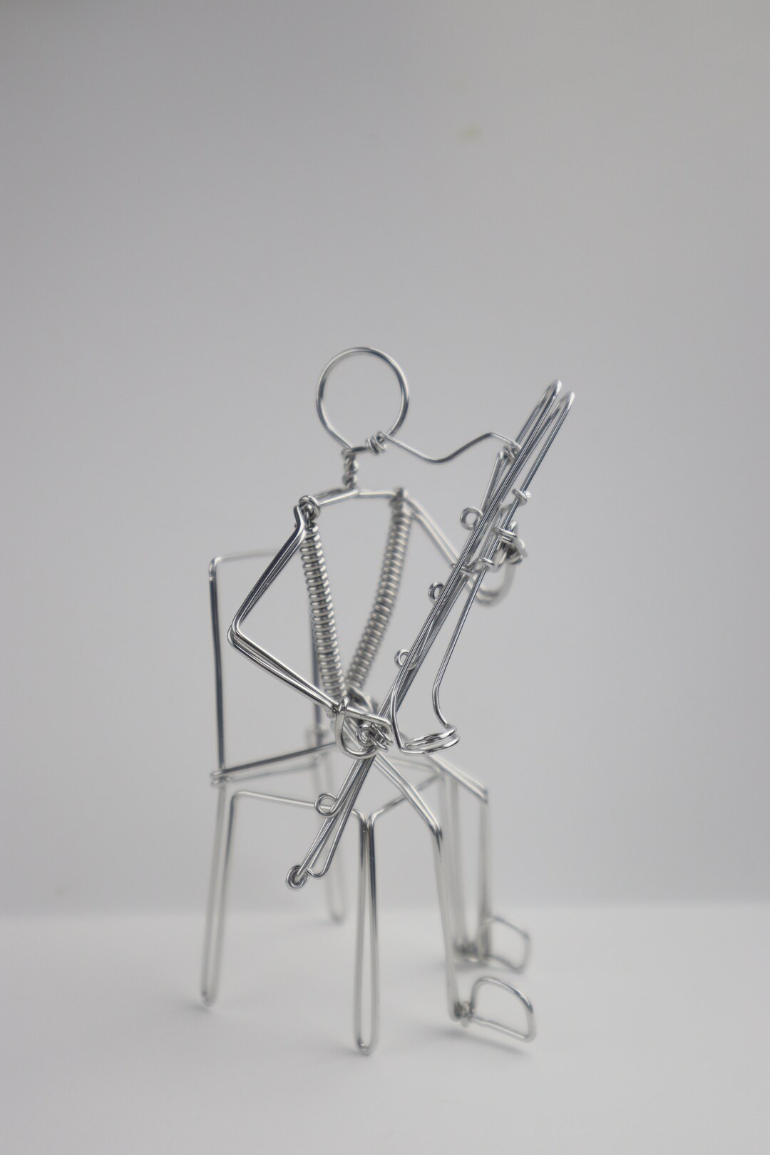 Sitting Musician Ornament Contra Bassoon Player And Many More Wire Art Sculptures Etsy