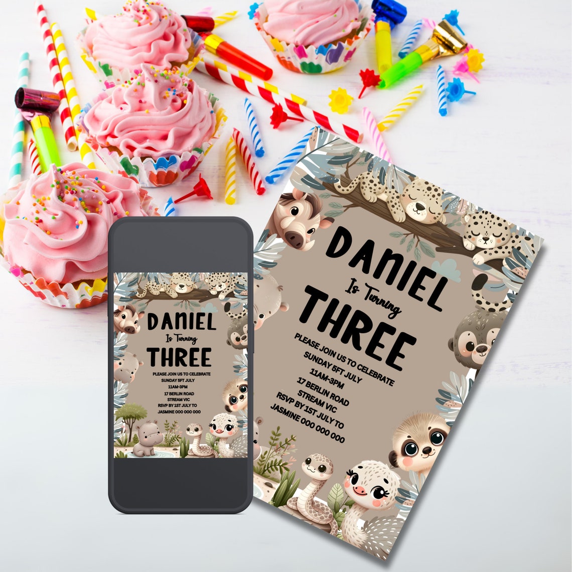 Editable Safari Invitation Template ,safari Animal Birthday ,boys ...