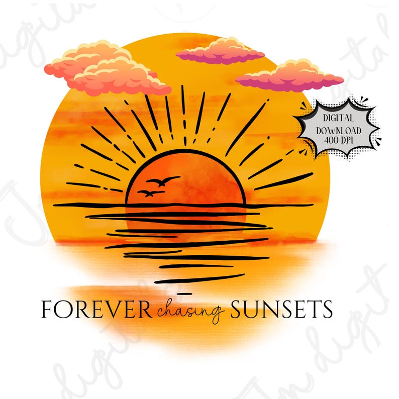 Beach Sunset Design Png,clipart ,forever Chasing Sunsets ,tshirt ...
