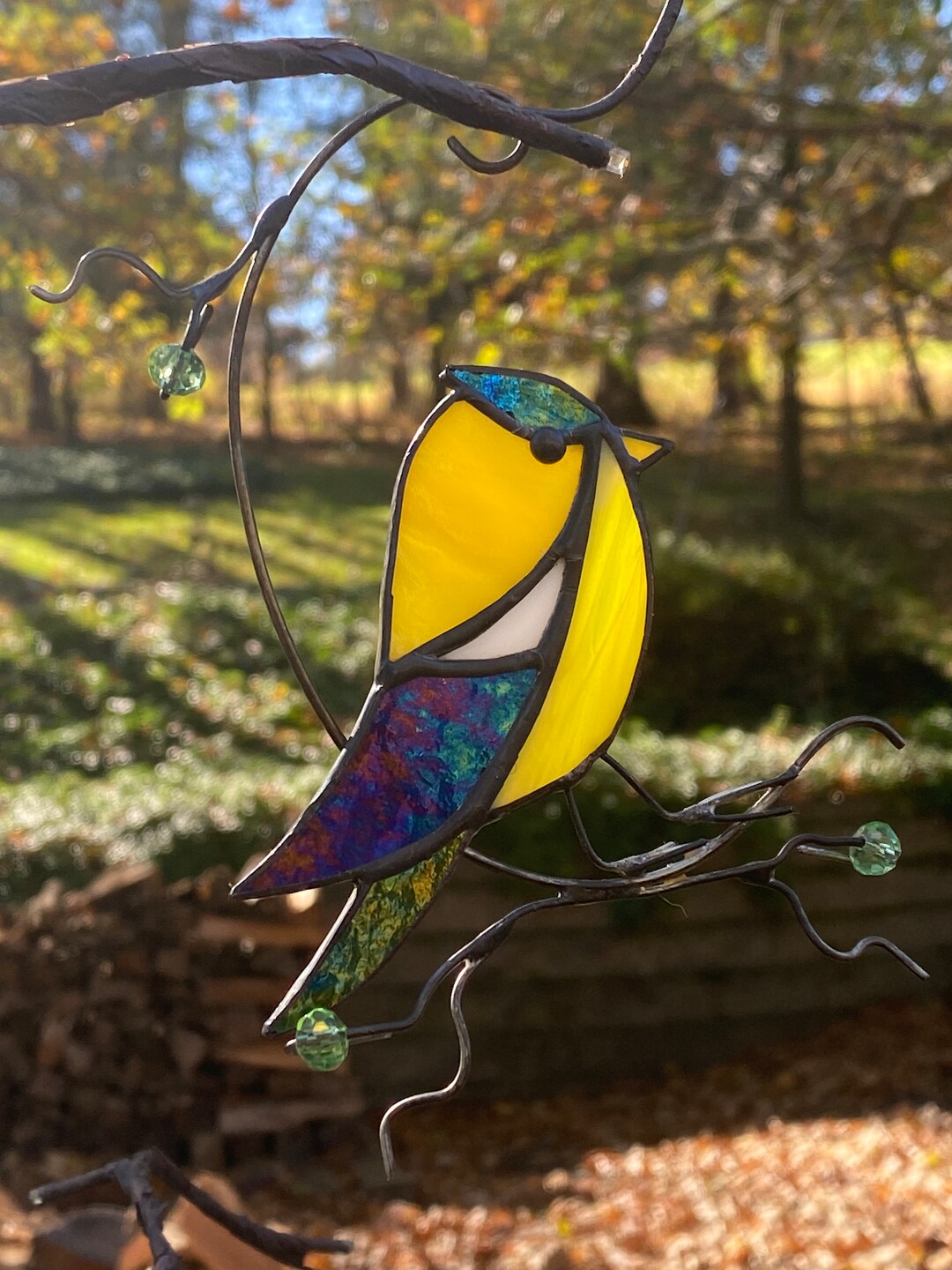 Stained Glass Yellow Finch - Etsy