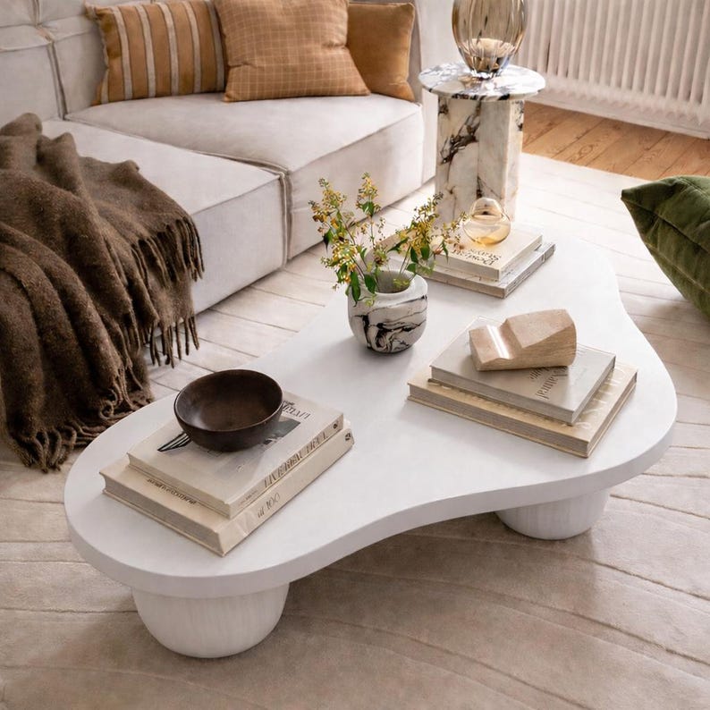 Handmade Walnut Freeform Coffee Table – Modern Minimalist Living Room ...