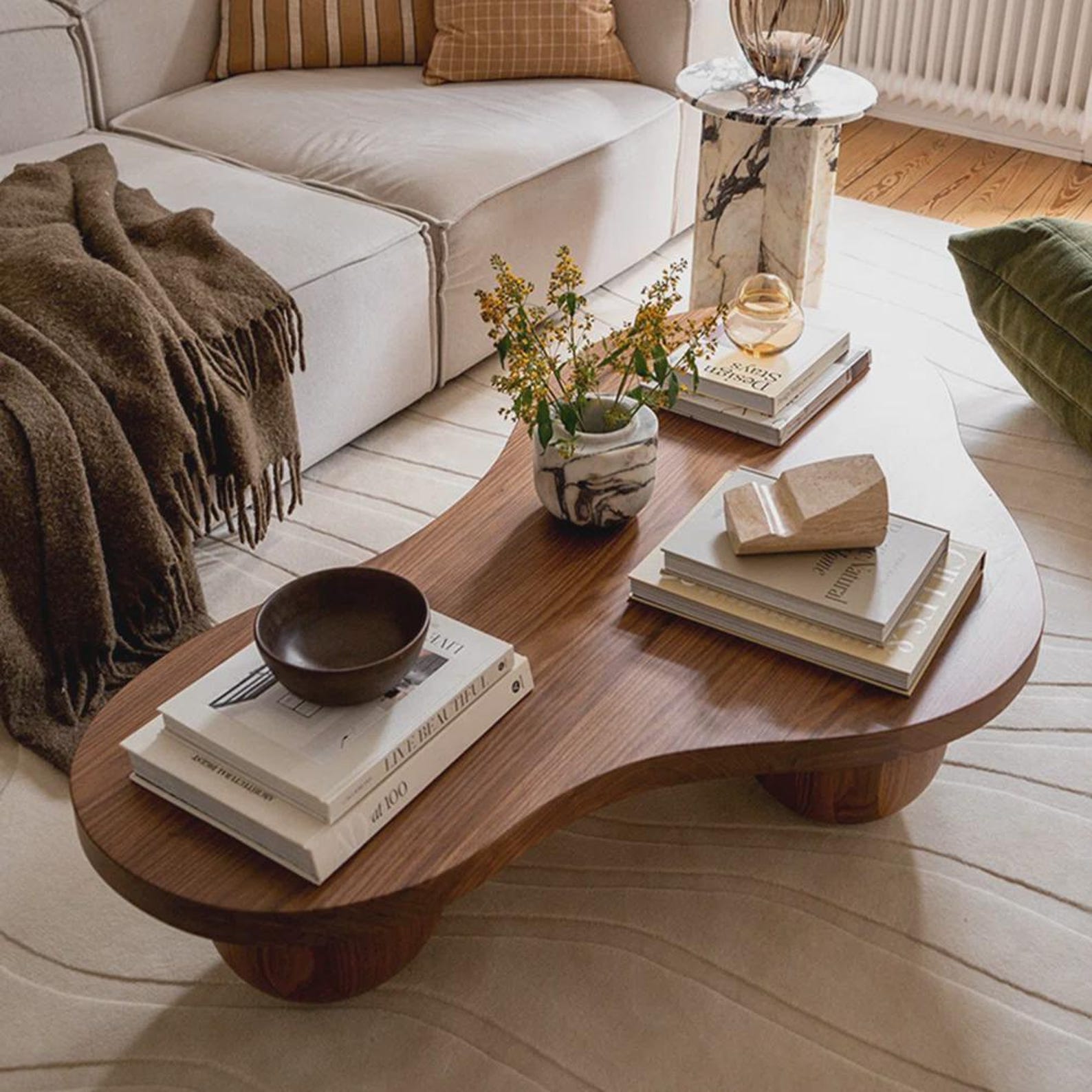 Handmade Walnut Freeform Coffee Table – Modern Minimalist Living Room ...