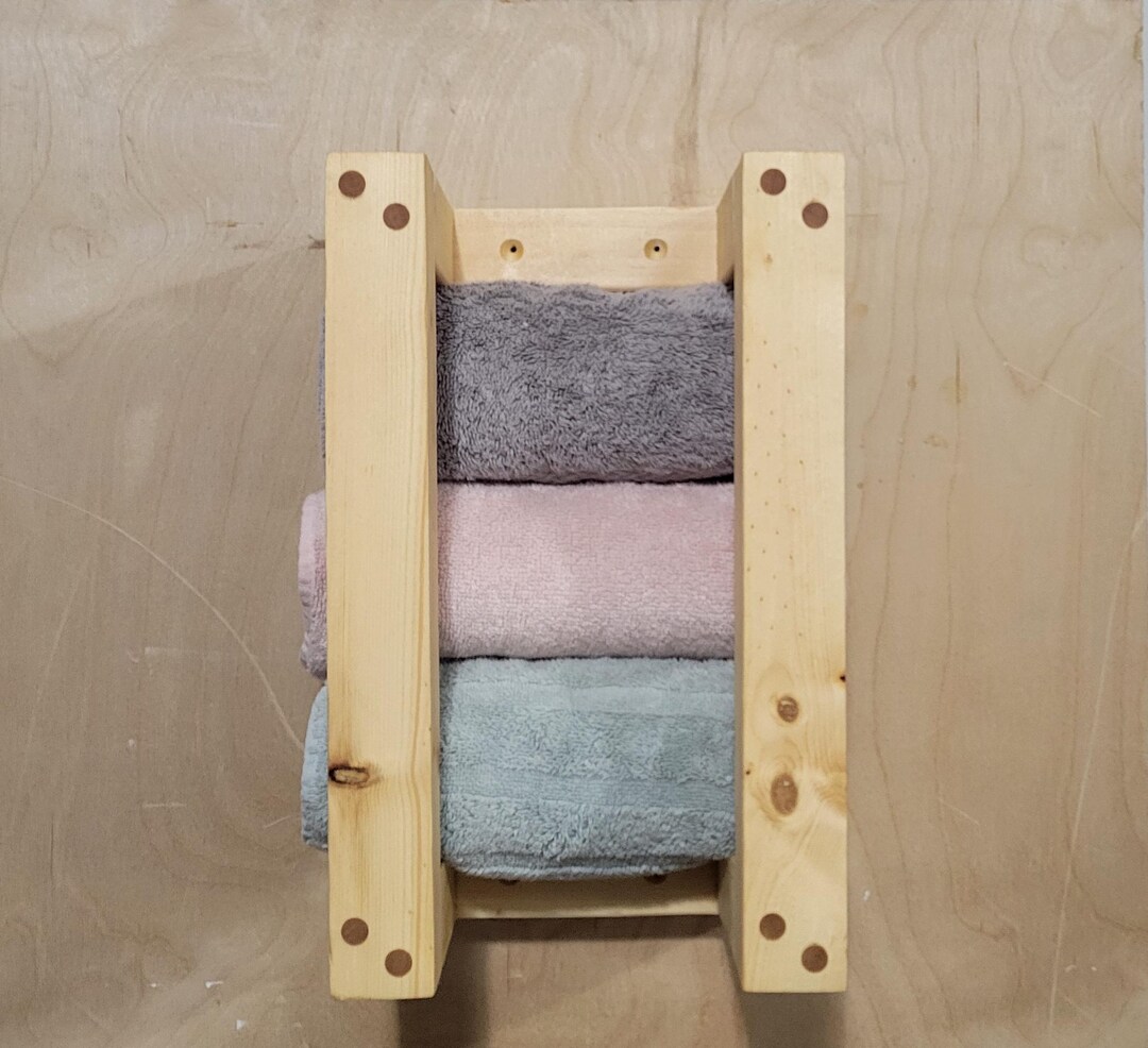 Floating Towel Rack, Wood Towel Rack, Bathroom Wall Shelf, Rustic Home ...