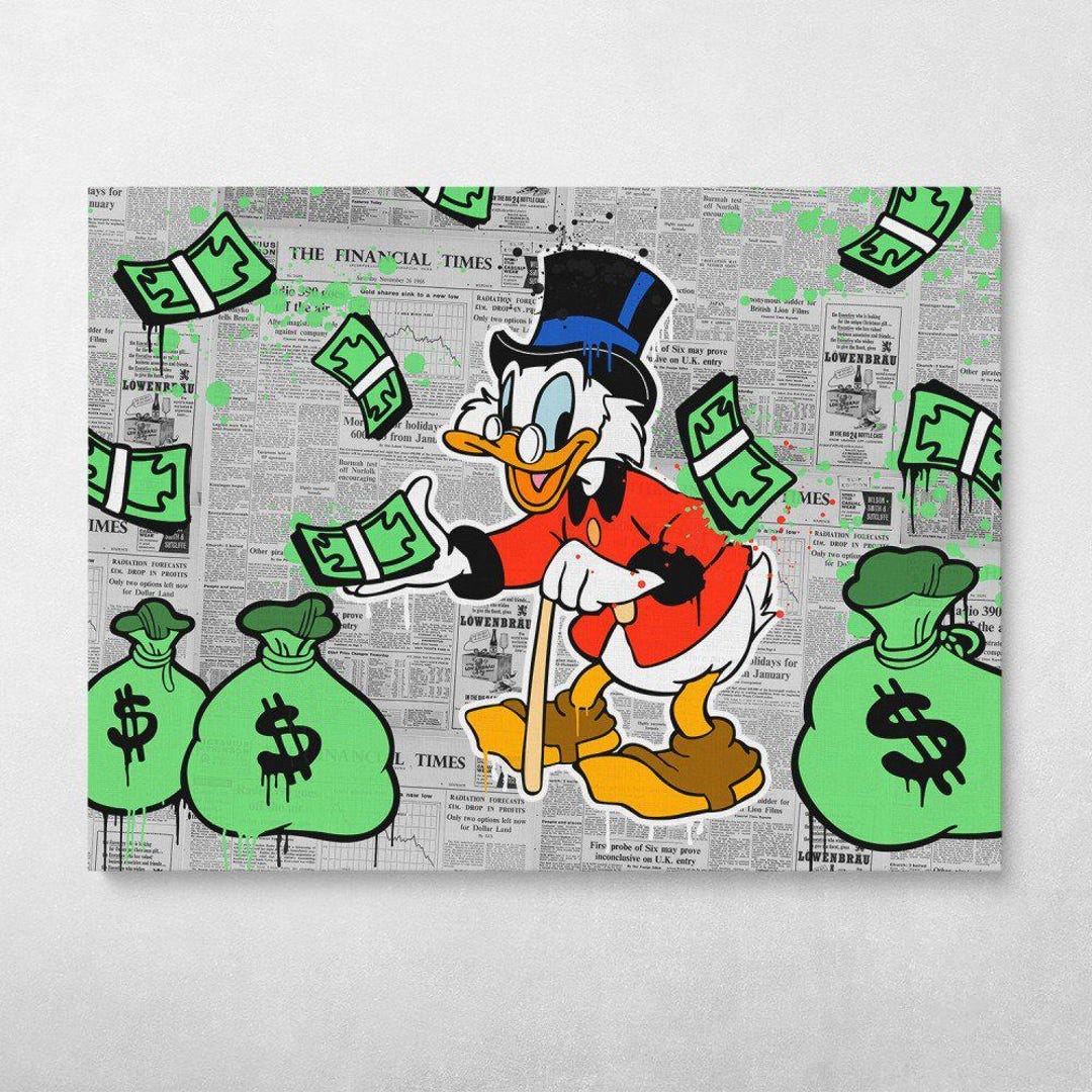 Scrooge Mcduck Canvas Wall Art Pop Art Money Bags Dollar Bills Graffiti ...