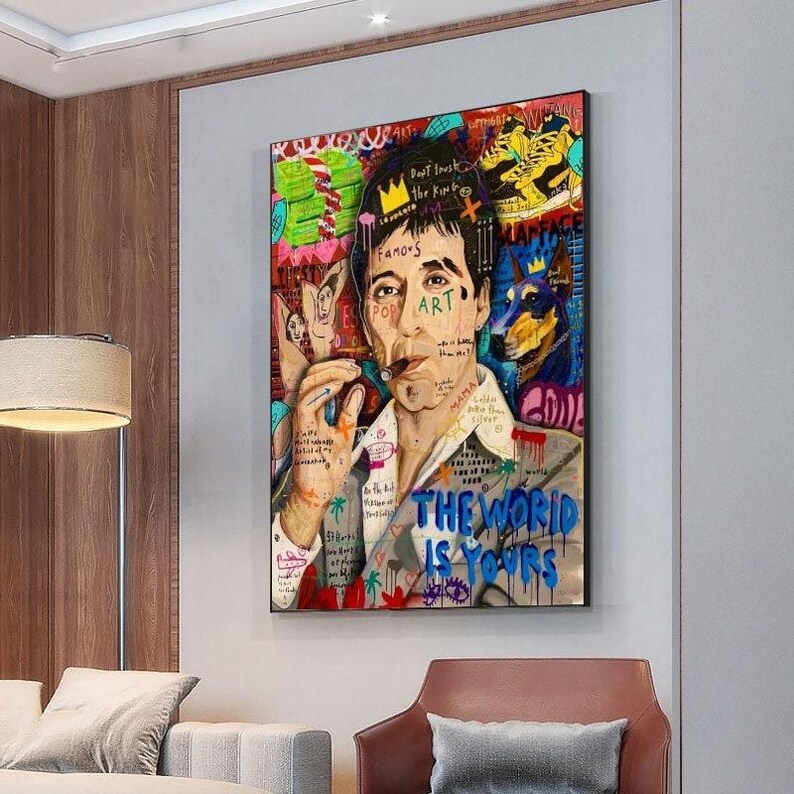 Scarface Tony Montana Smokes Graffiti Pop Art Canvas Painting Modern ...