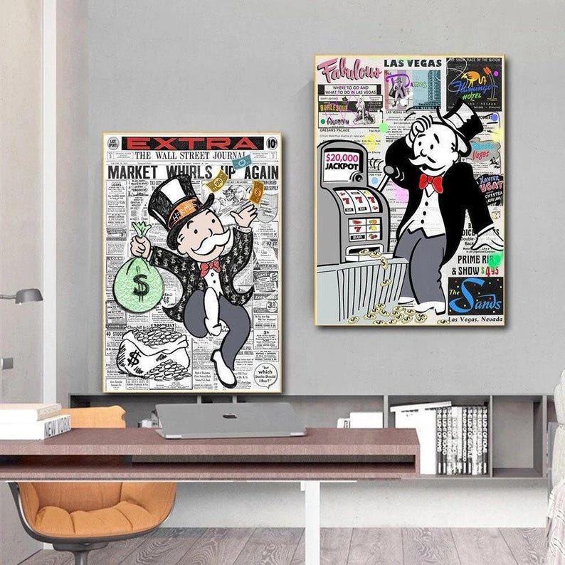 Alec Monopoly White Beard Old Man Wall Art Canvas Print Alec Graffiti ...