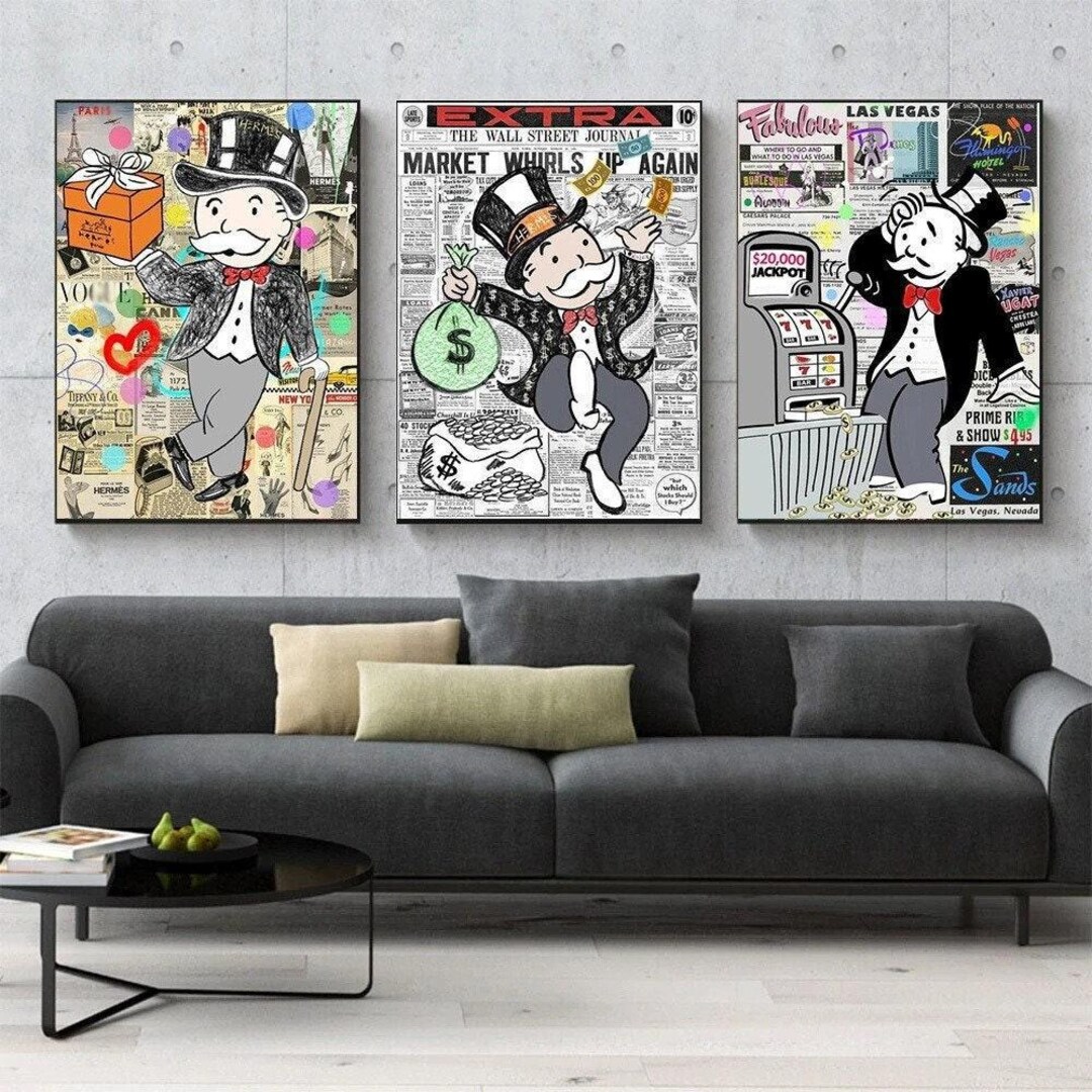 Alec Monopoly White Beard Old Man Wall Art Canvas Print Alec Graffiti ...