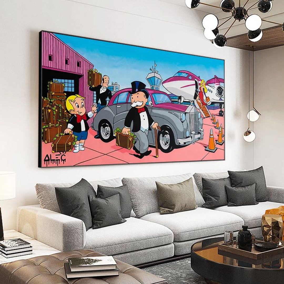 Alec Monopoly - Private Jet Graffiti Art Canvas Paintings Cartoon Anime ...